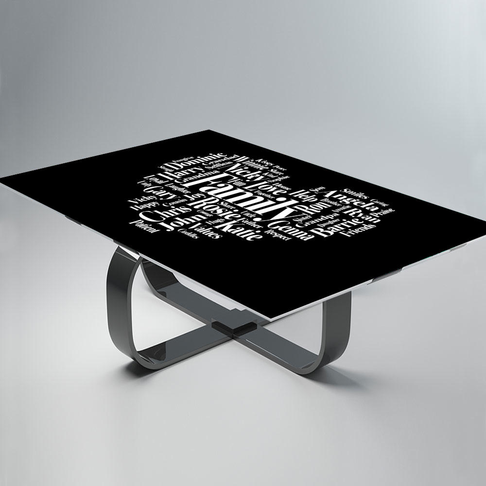 Next Day Delivery | Word Collage Glass Table Top | From £24.99